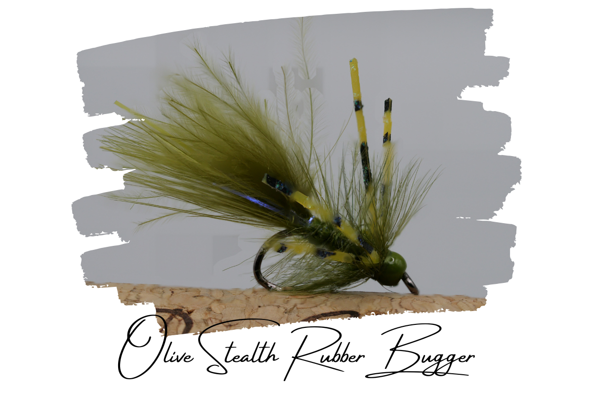 Artisan Olive Stealth Rubber Bugger – Barbless Flies
