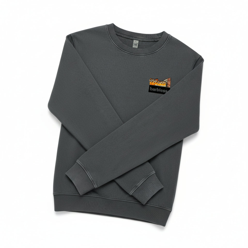 Brown Trout Tail - Sweatshirt - Dark Grey – Barbless Flies